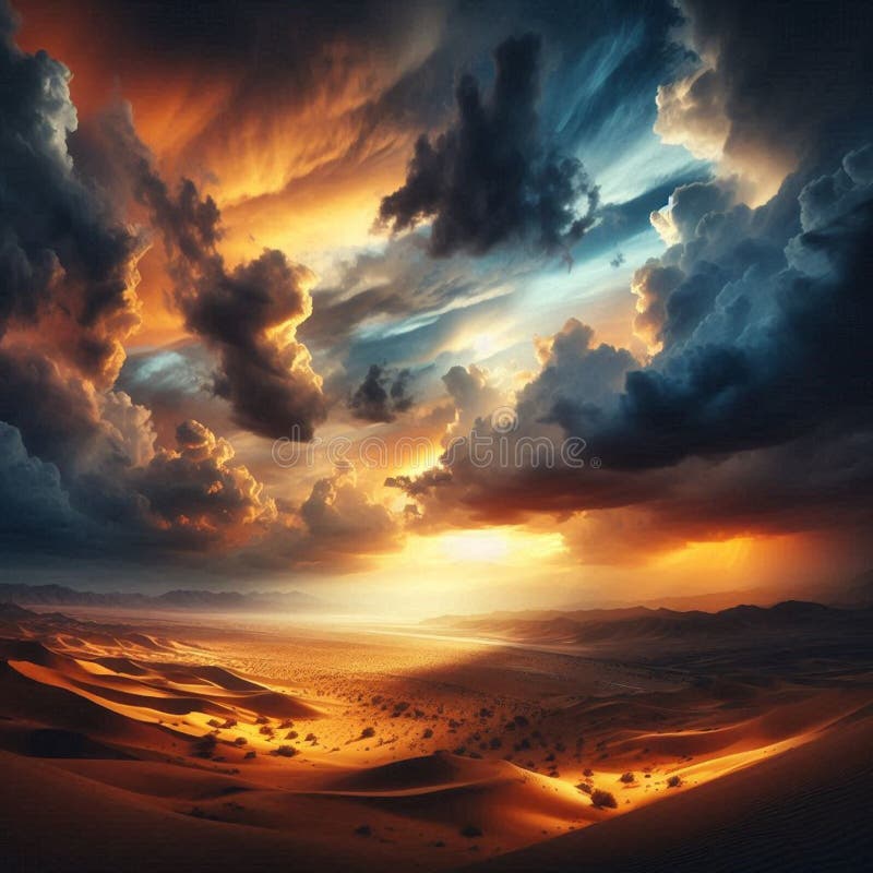 Sunset Amidst Brooding Clouds: Nature S Dramatic Canvas Stock ...