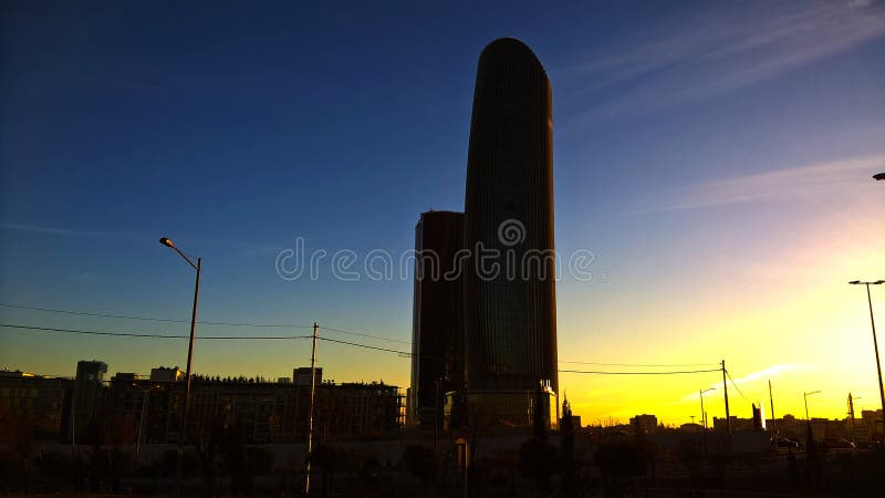 When sunset in Amman area. stock image. Image of night - 105277567