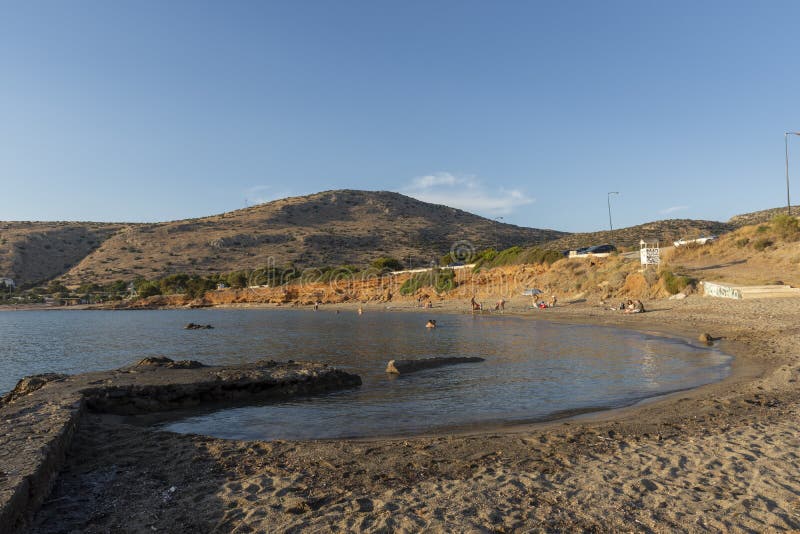 Sunset on Anavyssos Beach in Athens Stock Image - Image of clouds ...