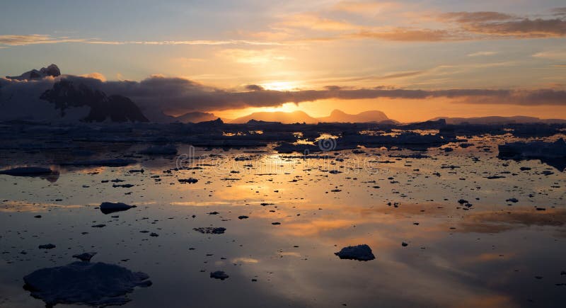 Sunset in Antarctica stock image. Image of majestic, light - 21167437