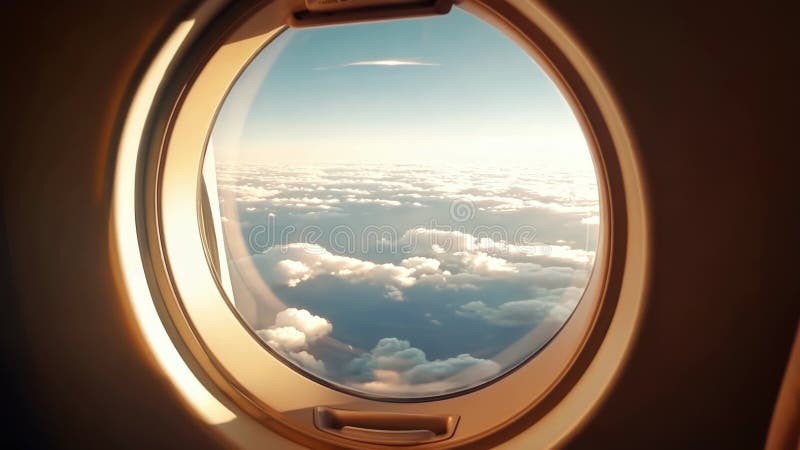 Private Jet Window Showing Sunset Over Clouds Stock Footage - Video of ...