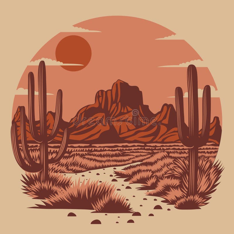 Arizona desert vibes stock vector. Illustration of cacti - 276592989