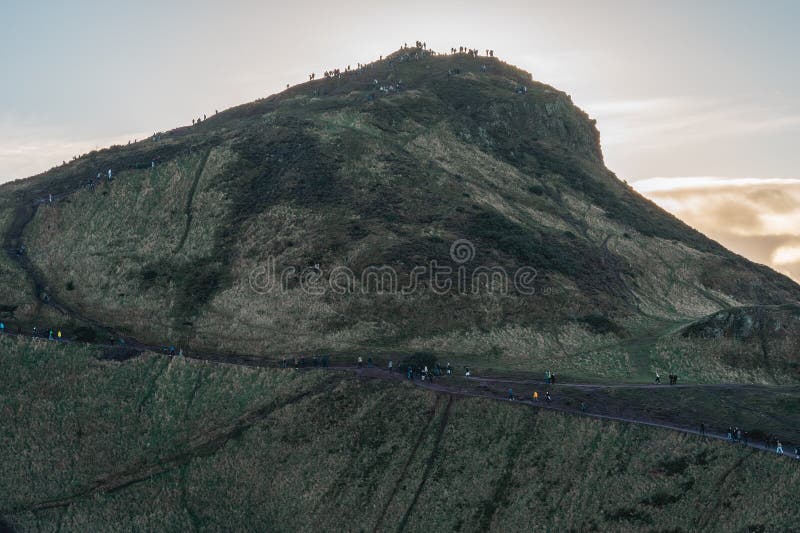 Sunset at Arthur S Seat in Edinburgh Scotland Stock Image - Image of ...