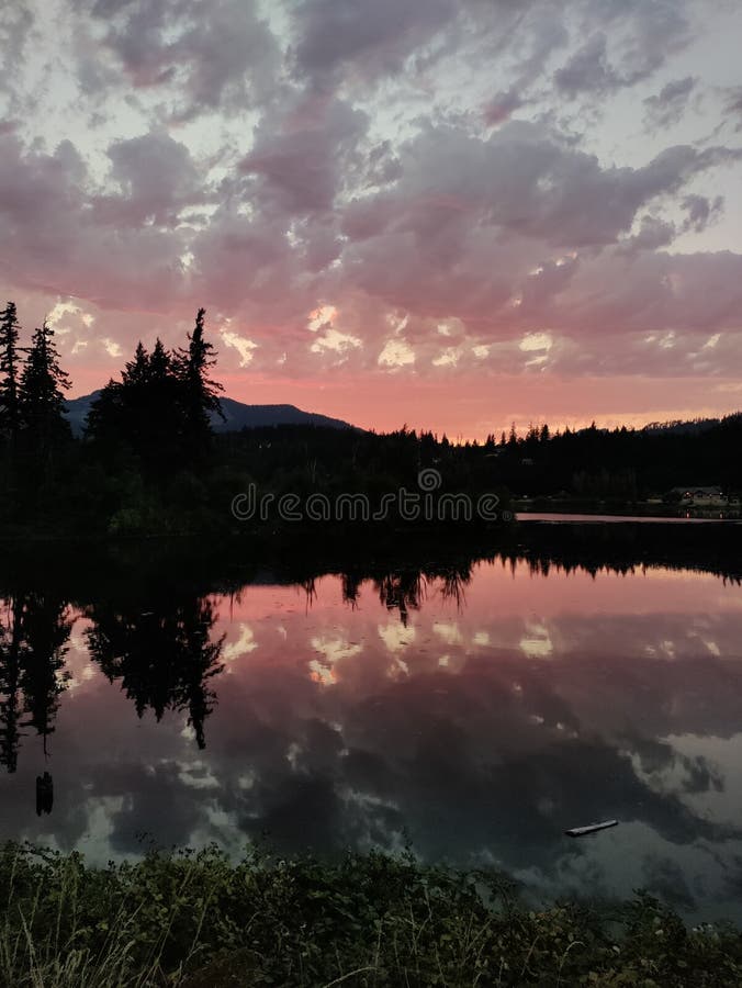 Evening Reflection Lakeside Stock Image - Image of lakeside, sunlight ...