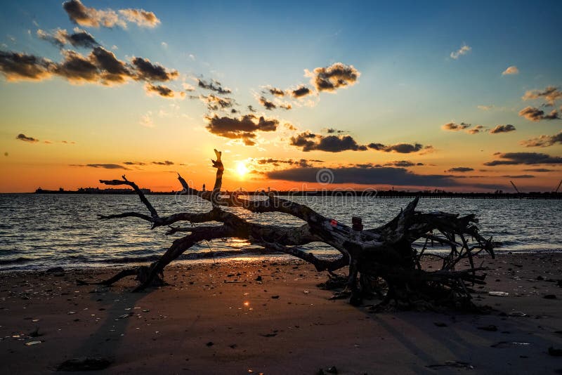 Sunset at the Atlantic Beach Stock Photo - Image of color, reflection ...