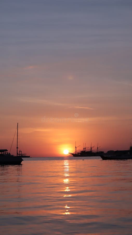 Sunset Atmosphere in Labuan Bajo, Indonesia Stock Image - Image of ...