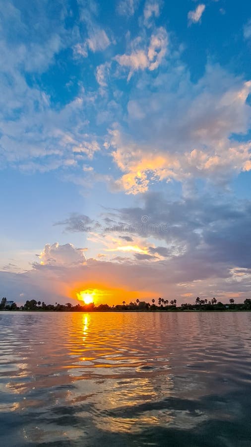 Sunset Atmosphere with the Orange, Yellow, Red Light of the Sun ...