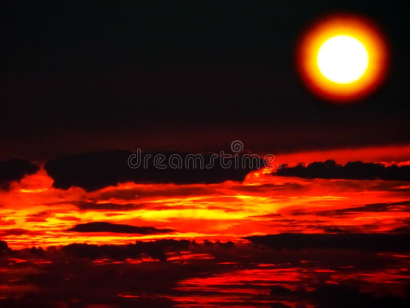Sunset Aurora Night Red Cloud Dark Sky Stock Image - Image of eclipse ...