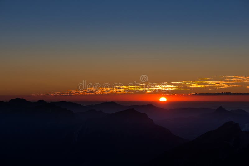 Sunset in Austrian Mountain Alps Stock Image - Image of dusk, austria ...