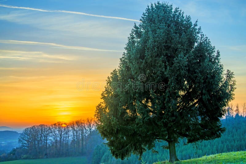 Sunset in autumn stock image. Image of nature, blue, panoramic - 47272751