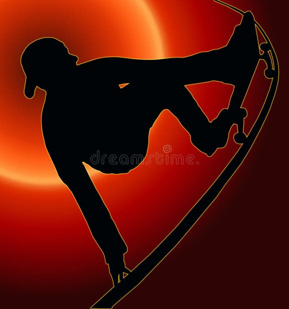 Sunset Back Skateboarding Vert Ramp Grab Stock Illustration ...