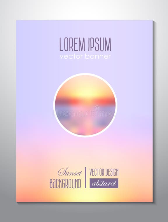 Sunset Background. Brochure Light Cover Design Tem Stock Vector ...