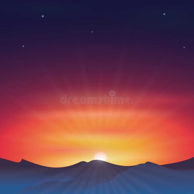 A Sunset Background Illustration. Stock Vector - Illustration of star ...