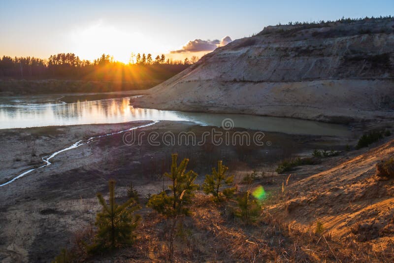 Sunset in a quarry stock image. Image of wallpaper, silhouette - 242822683