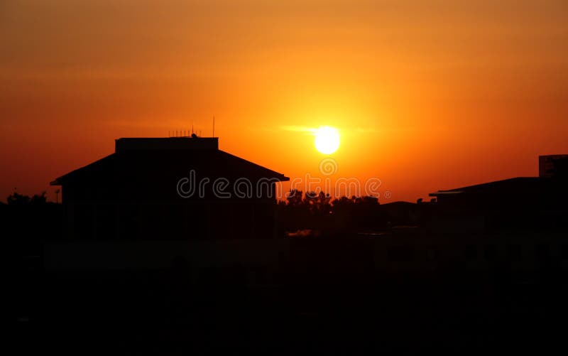 Sunset on the Background of a Residential Building. Buildings in the ...