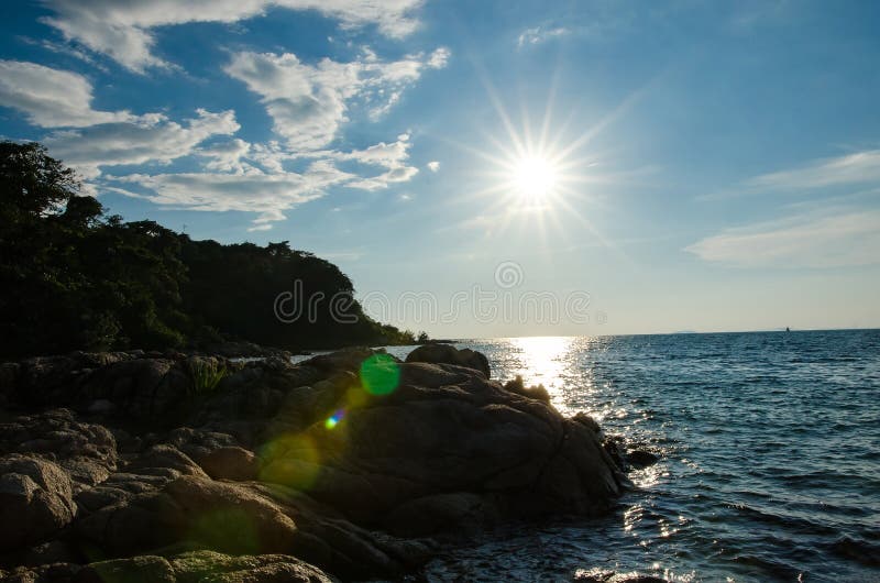 Sunset Backlight on the Coast Stock Photo - Image of destinations, blue ...