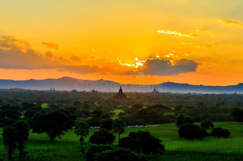 Sunset at Bagan stock photo. Image of sunset, beautiful - 48055606