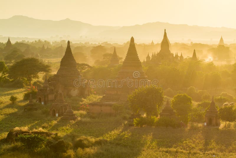 Sunset in Bagan stock photo. Image of architecture, ethereal - 55930164
