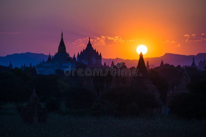 Sunset at Bagan. Myanmar stock photo. Image of pagan - 48404086