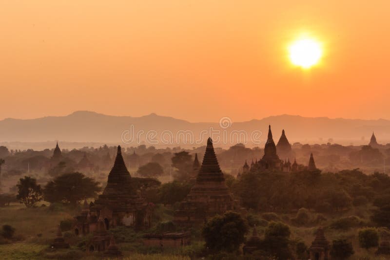 Sunset , Bagan in Myanmar (Burmar) Stock Image - Image of asia, ideas ...
