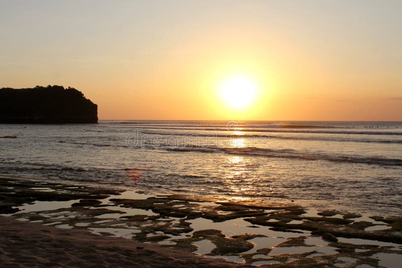 Sunset on Balangan beach stock photo. Image of asia, cliff - 37873362