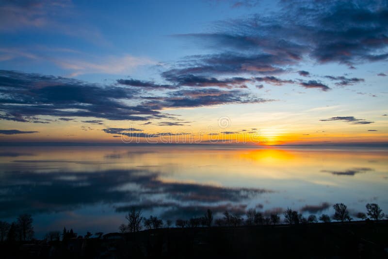 Sunset at Balatonakarattya from the Beach of Balaton Stock Image ...