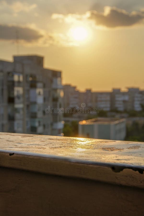 Sunset at a balcony stock image. Image of balcony, urban - 86614461
