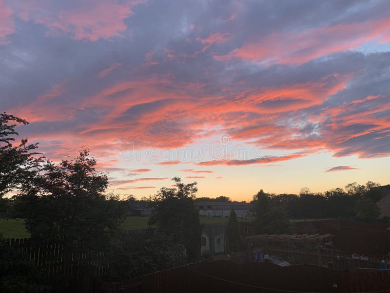 Sunset from Balcony Fields and Trees Stock Image - Image of balcony ...