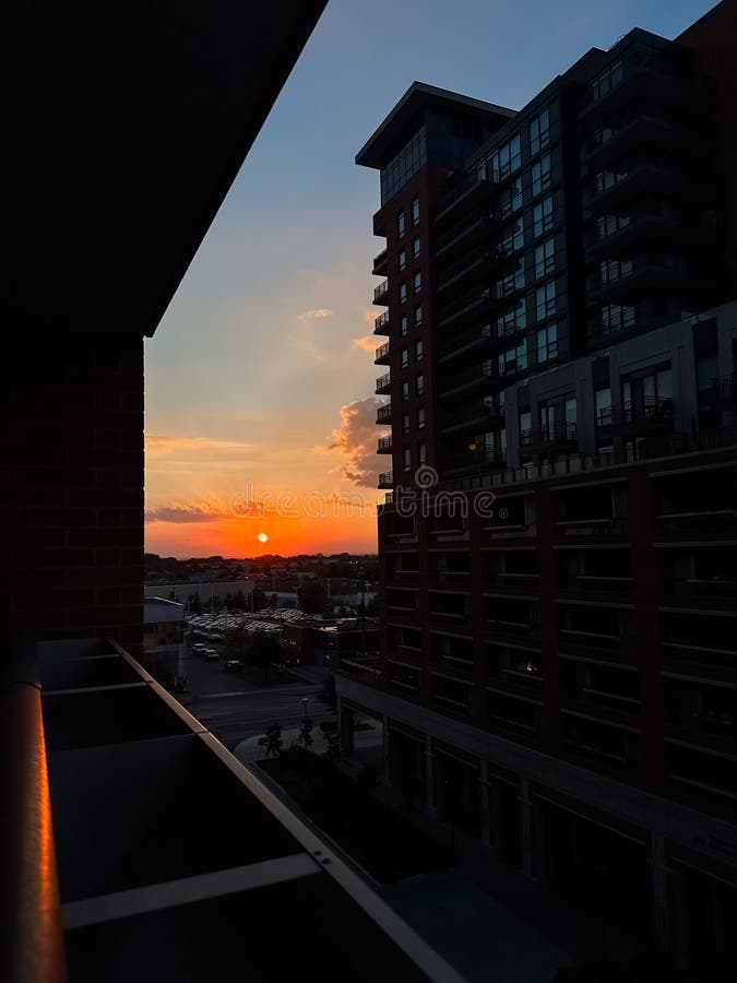Sunset on a Balcony of a Modern Apartment Building Stock Photo - Image ...
