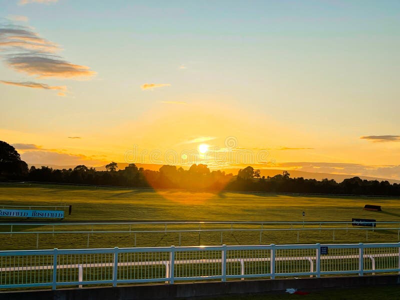 Sunset at Ballinrobe Racecourse, County Mayo Ireland Stock Image ...