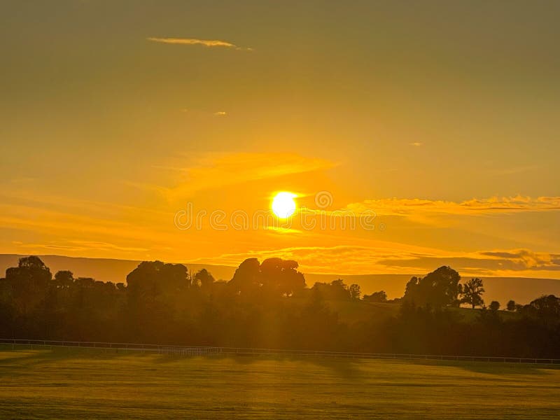 Sunset at Ballinrobe Racecourse, County Mayo Ireland Stock Image ...