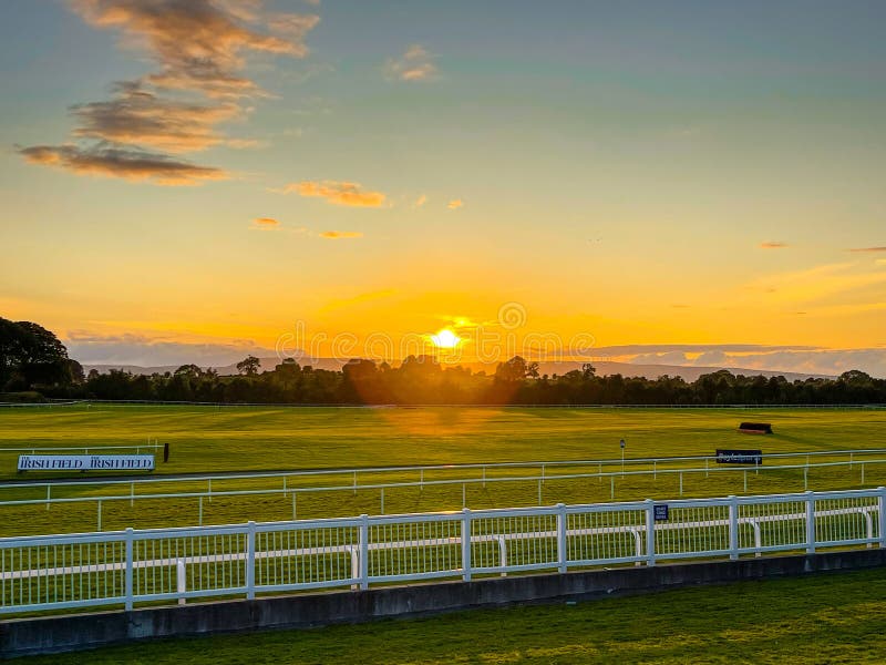 Sunset at Ballinrobe Racecourse, County Mayo Ireland Stock Photo ...