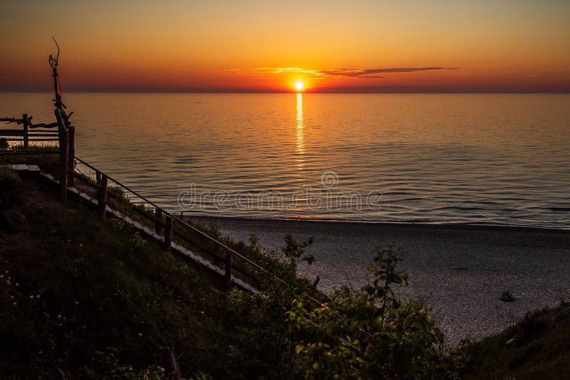 Sunset in Baltic Beach, Labrags, Latvia. Stock Photo - Image of tree ...