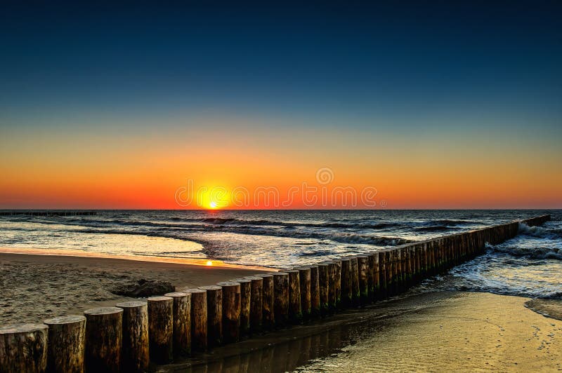 Sunset at Baltic Sea stock image. Image of wallpaper - 60071117