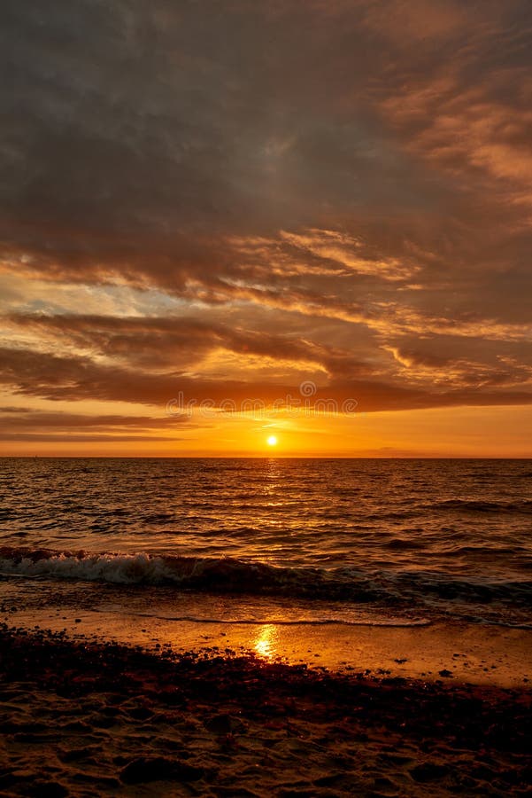 Sunset at Baltic Sea Vibrant Scenery Stock Image - Image of tourism ...