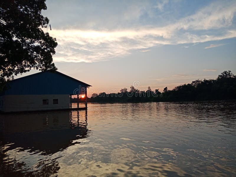 Sunset on the Bank of the Kahayan River Stock Image - Image of kahayan ...