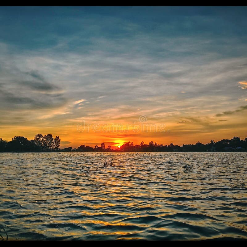 Sunset in the Bank of a River Stock Photo - Image of pabna, wave: 228327270
