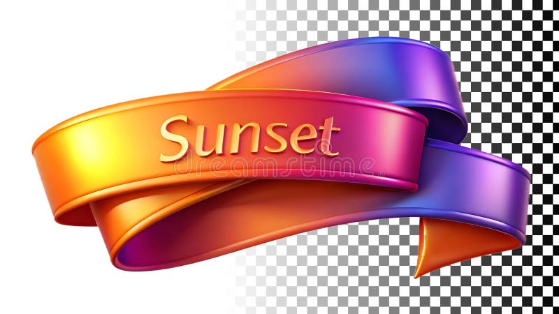 Sunset Banner Icon, Text Effect for Design and Evening Themes, Warm ...