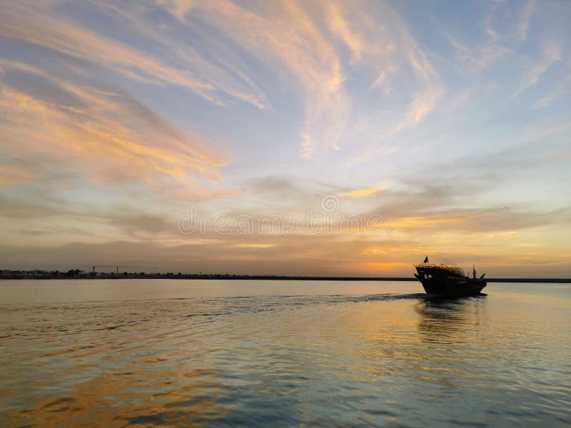 Sunset in Barka Port - Sultanate of Oman Stock Image - Image of barka ...