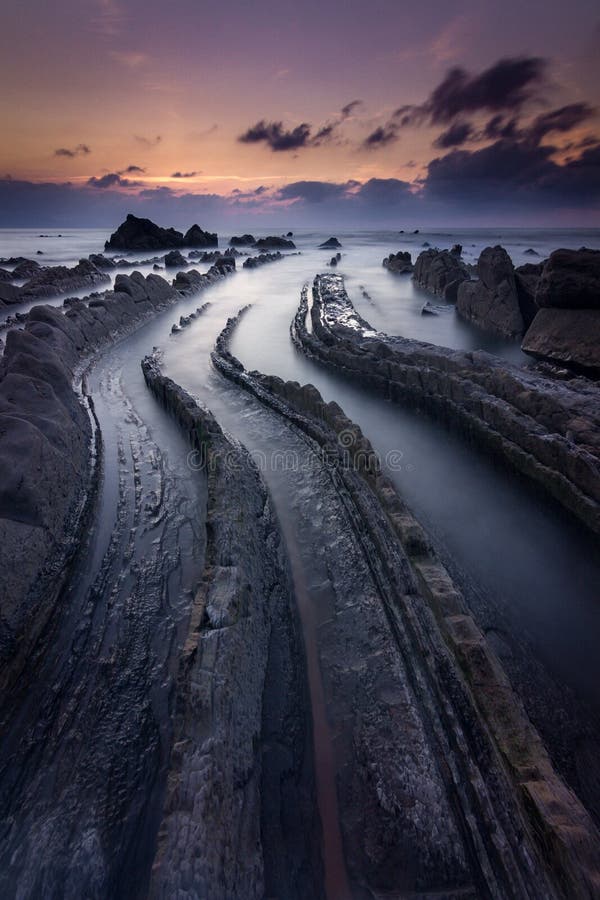 Sunset in Barrika Beach in the Basque Country Spain Stock Image - Image ...