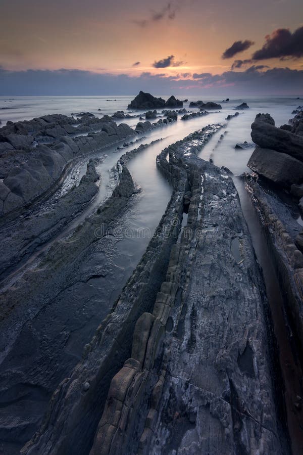 Sunset in Barrika Beach in the Basque Country Spain Stock Image - Image ...