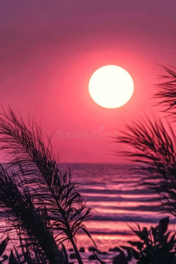 A Sunset Bathes a Delicate Grass Stem in Soft, Pastel Colors Stock ...