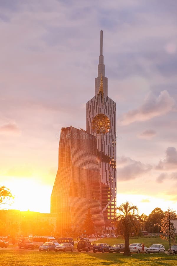 Sunset with Batumi Technological University Tower Editorial Photo ...