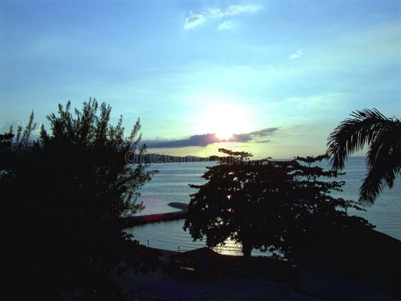 Sunset with Bay stock photo. Image of jamaica, mountain - 92911638