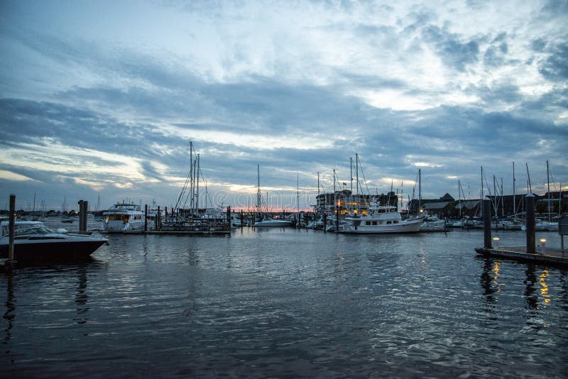 Sunset in Newport stock image. Image of orange, attraction - 152684861