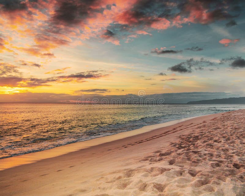 Sunset on the Beach with Heaven Stock Photo - Image of dawn, light ...