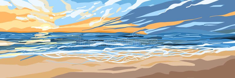 Sunset at he Beach Abstract Art Vectors Background Stock Vector ...