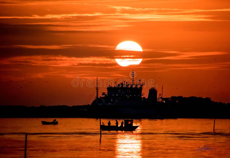 Sunset on the beach stock photo. Image of nature, fishing - 126565678