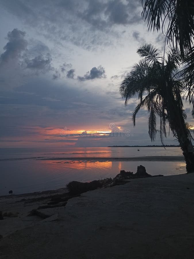 Sunset on the Beach in the Afternoon and Coconut Trees? Stock Image - Image of beach, afternoon ...