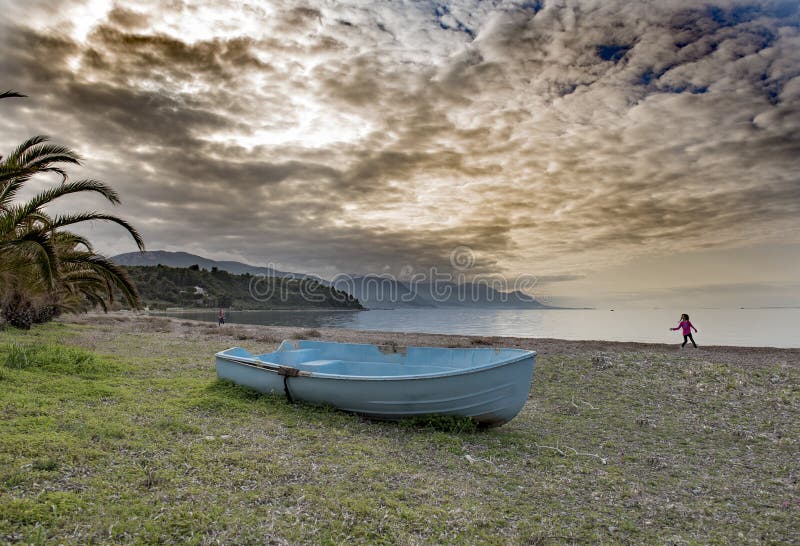 Sunset at the Beach in Arkitsa Stock Image - Image of plastic, arkitsa ...